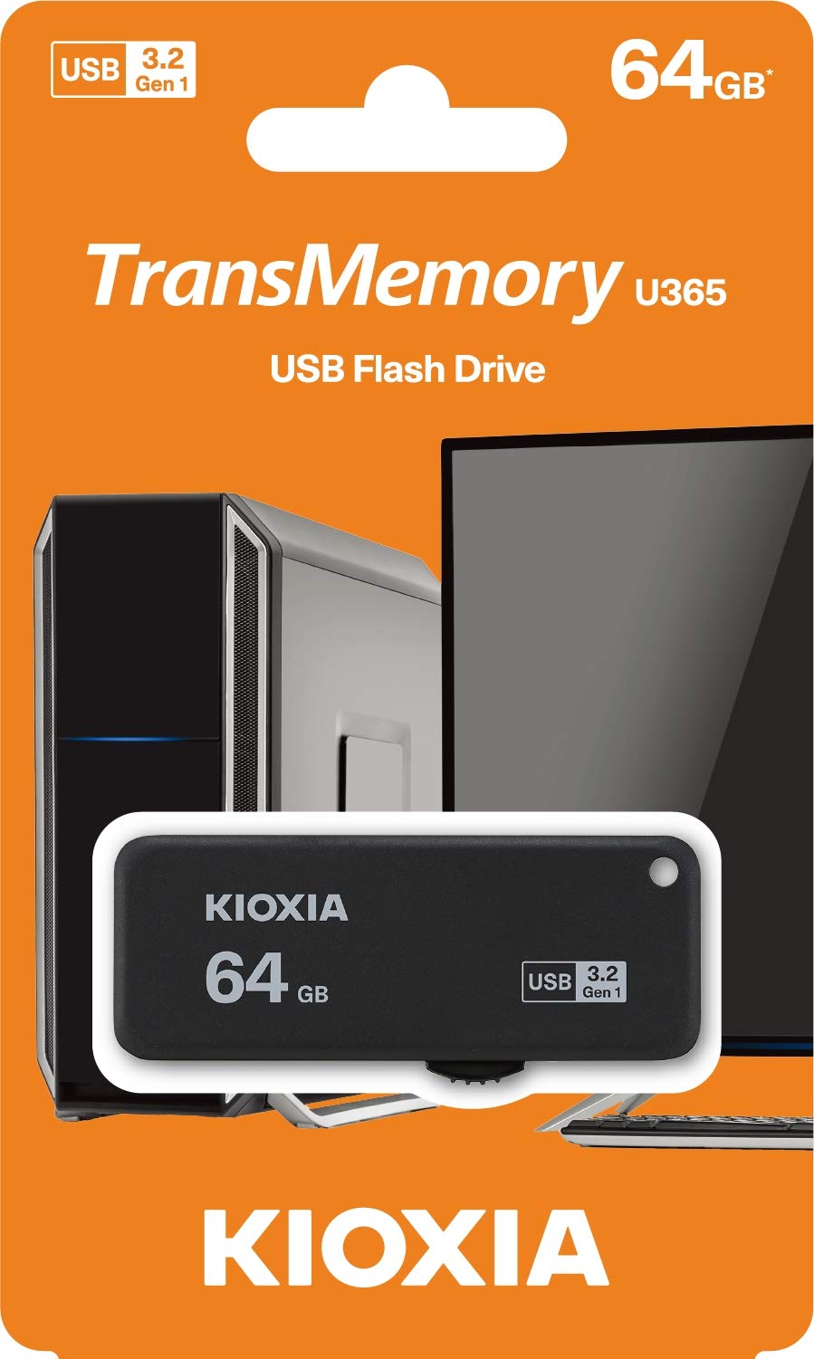 Kioxia U365 TransMemory 64GB USB3.2 Gen 1 R150 Flash Drive Portable Data Disk USB Stick Black LU365K064GG4