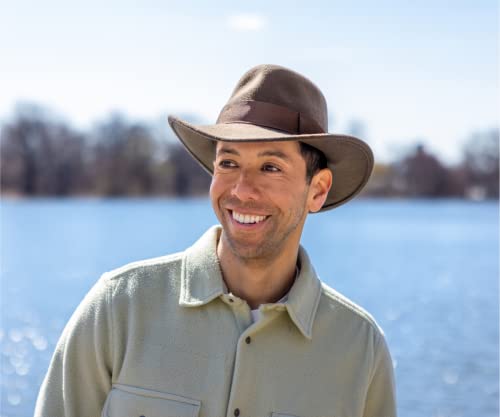 Indiana Jones Men's Crushable Wool Felt Fedora Hat, Brown, X-Large