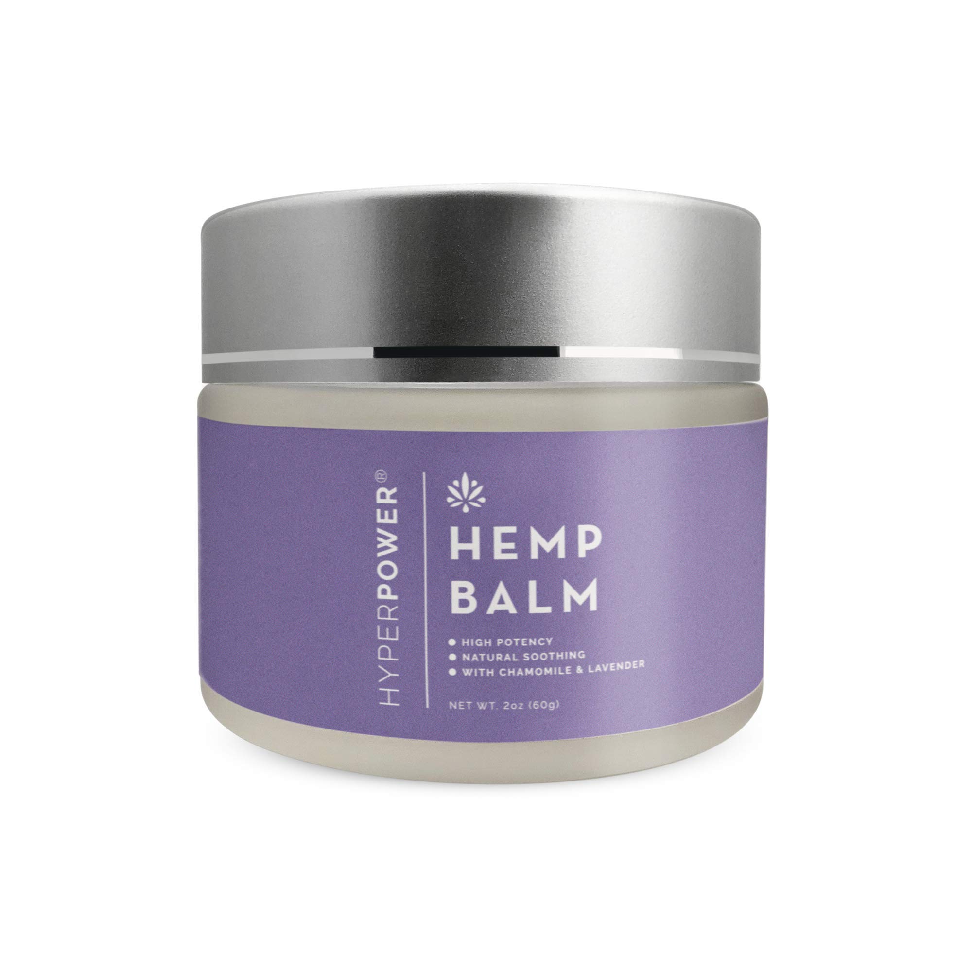 HyperPower Hemp Balm, Salve with Lavender, Chamomile and Beeswax, Ointment for Dry Skin, Natural Plant Based Ingredients, 2 oz jar