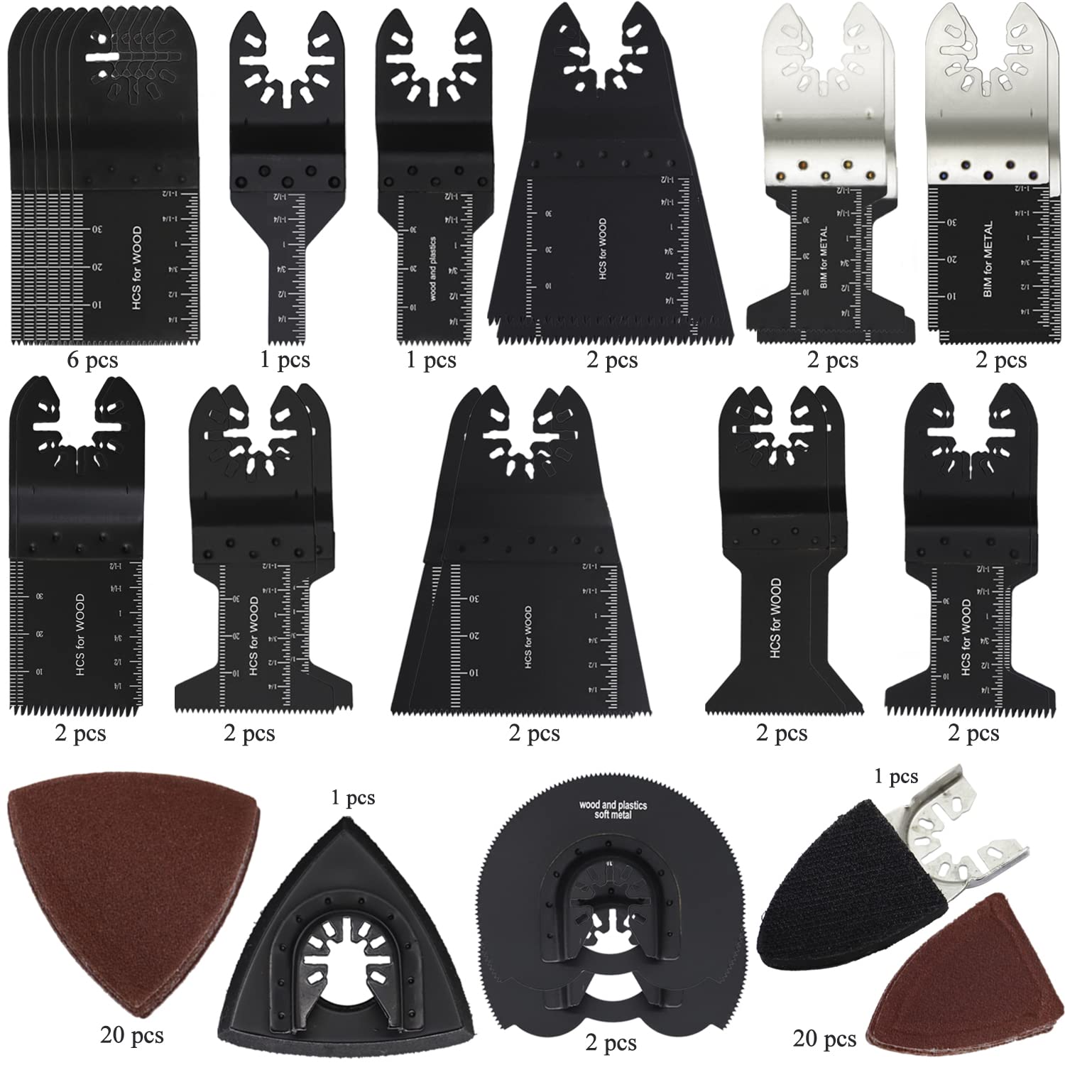 Oscillating Multi tool Saw Blades German technology 68 pcs Quick Release Tool kit for Wood Plastic Soft Metal Cutting Quick Release Saw Blades Compatible with Fein Multimaster Bosch Makita Milwaukee Rockwell Ryobi Porter Cable Black & Decker Craftsman