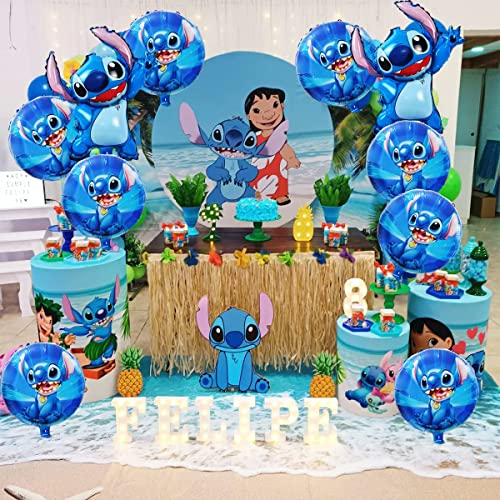 Lilo and Stitch Party Balloons Stitch Party Aluminum Film Balloons suit Stitch Birthday Party Decorations (10pcs blue)