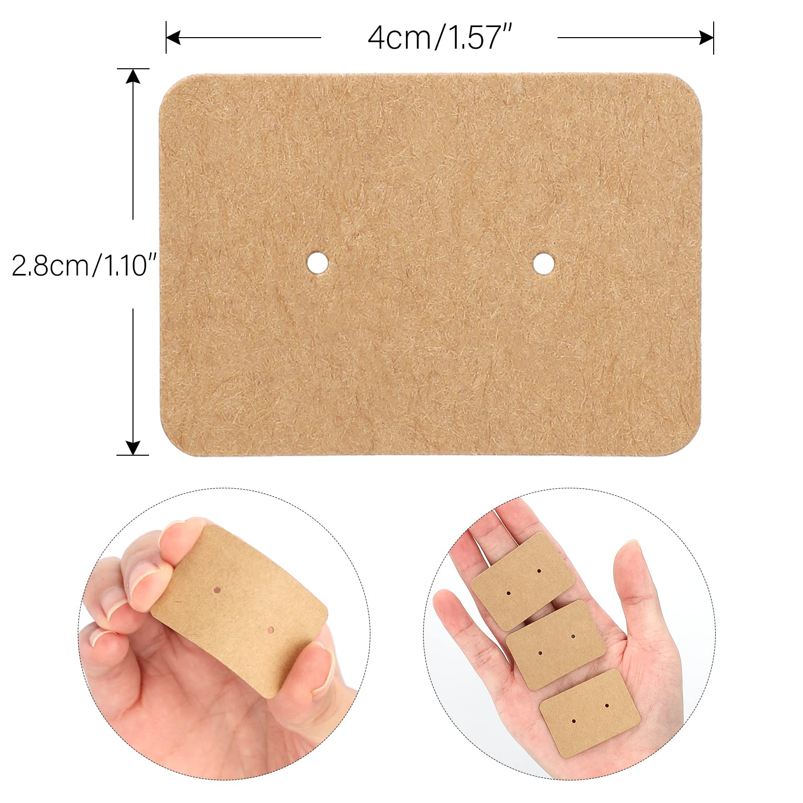 jijAcraft 200 PCS Earring Cards, Earring Display Cards, Small Blank Kraft Cardboard Ear Studs Earring Display Holder Cards for Selling, Handmade Jewelry Display & Packaging (1.1" x 1.6")