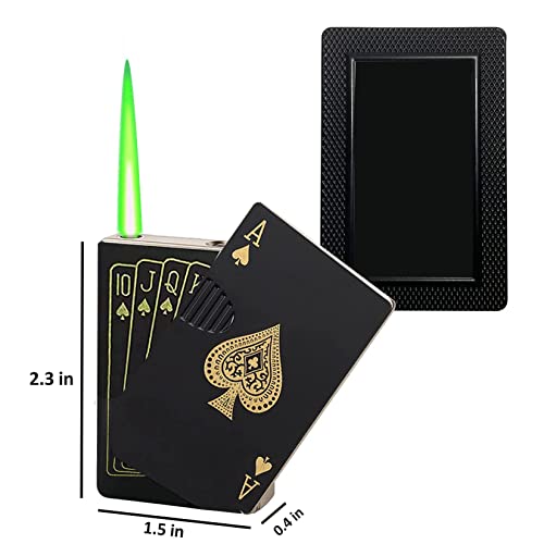 Jet Torch Lighter, Refillable Butane Playing Card Lighter, Exquisite Packaging, Windproof Lighters, Cool Lighter for Men, Candle, Camping, Birthday. (Butane Not Included) (Black Ace)
