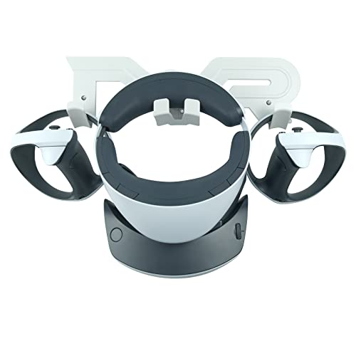 SINBEAUTIES VR Wall Mount Storage Stand Hook and Cleaning Pen for Quest 2 / Pro / 1, PSVR 2, Rift S, HP Reverb G2, HTC Vive, Vive Pro, Cosmos, Valve Index and Mixed Reality Headsets(White,2-in-1)