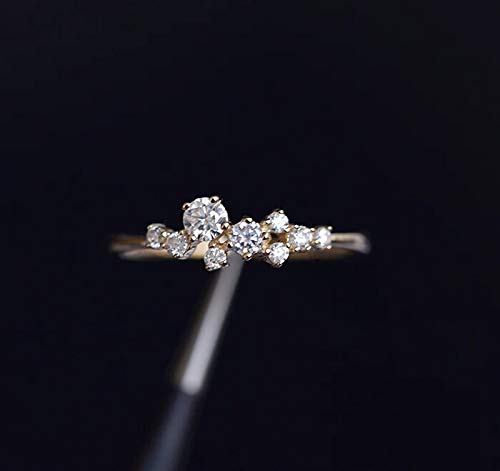 Indigo Blonde Diamond Cluster Ring for Women in Sterling Silver Dainty Stackable Ring 14K Gold Vermeil (Gold, 7)