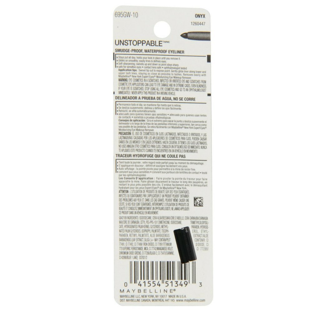 Maybelline Unstoppable Waterproof Mechanical Black Eyeliner, Onyx, 1 Count
