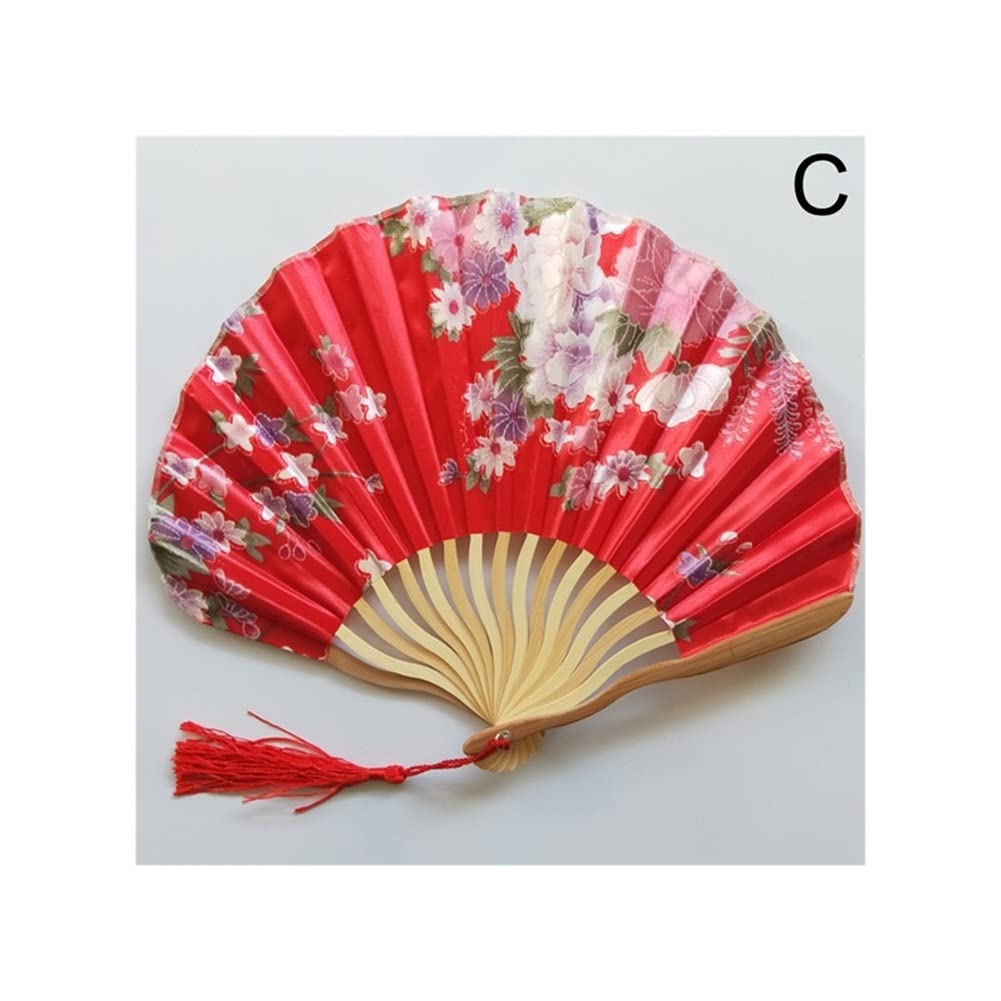 PBLCYUT Chinese Style Hand Held Fans Personalized Pattern Silk Bamboo Folding Fans Handheld Wedding Hand Fan Cool Bamboo Flower Fan (Color : Grey)