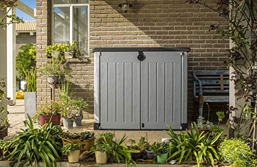 Keter Store-It-Out Ace 4.75 x 2.7 Foot Resin Outdoor Storage Shed with Easy Lift Hinges, Perfect for Trash Cans, Yard Tools, and Pool Toys - Bin Opening Kit Included