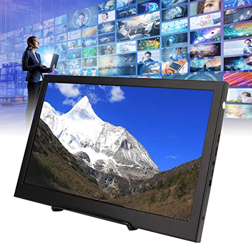 VINGVO HD Multimedia VGA Input Monitor, 13.3in Menu Function Metal Capacitive Touch Monitor High Resolution 100‑240V for DVRs (US Plug)