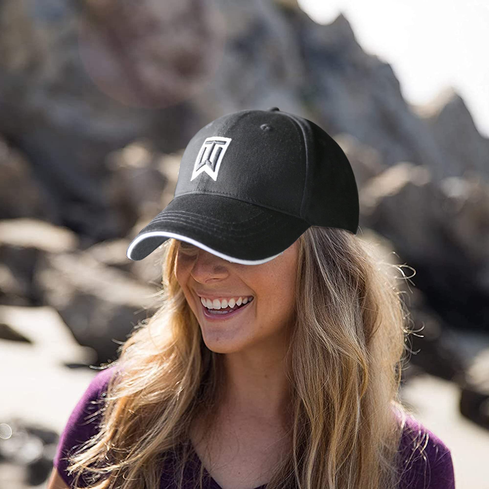 LHSCVJSEKL Classic Embroidered Logo Golf Hat Adjustable Baseball Cap Fans Baseball Hat for Men Women Black
