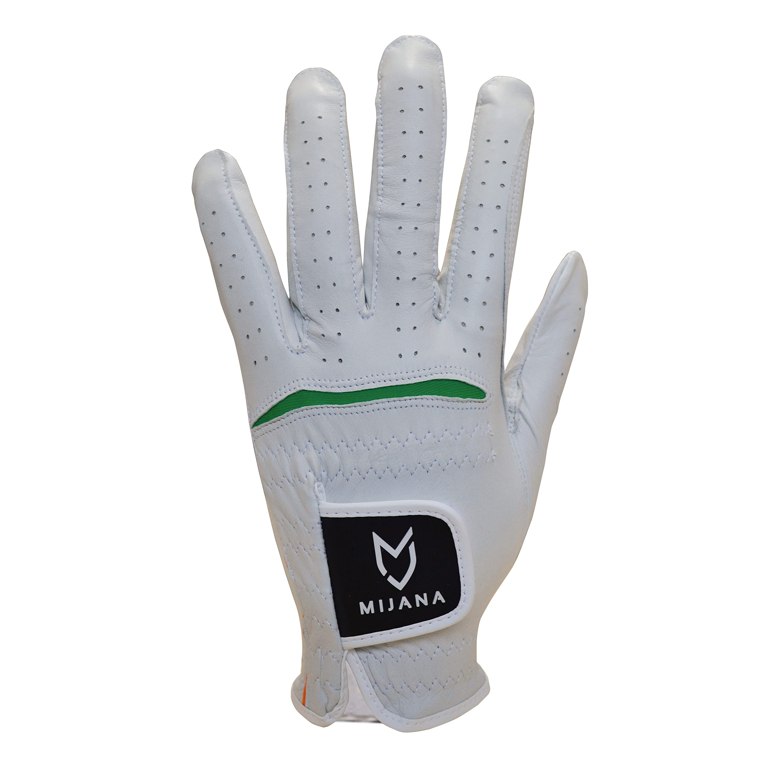 MJ Men's Golf Cabretta Leather Gloves, White, Left Hand (#24)