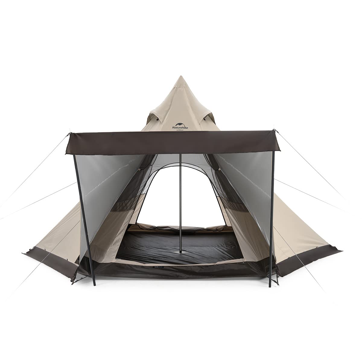 Naturehike Ranch Hexagonal Teepee Tent, Easy Setup Waterproof 3-4 Person Camping Tent, 4 Season Tent for Family Camping, Hiking,Picnic