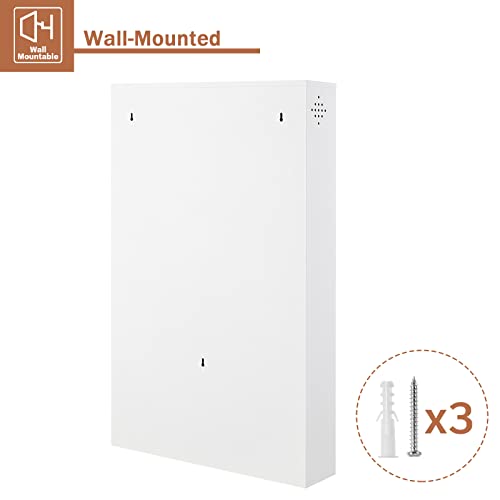 SPACEROCK 3 Drawers Shoe Storage Cabinet Wall Mounted & No-Assembly 25“ Metal Shoe Cabinet for Entryway, Hallway, and Corridor, Holds 12 Pair Shoes, White