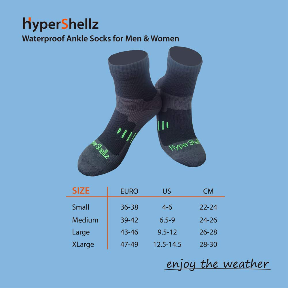 HyperShellz Waterproof Socks for Men & Women Ankle Length (Black-Yellow, Large)