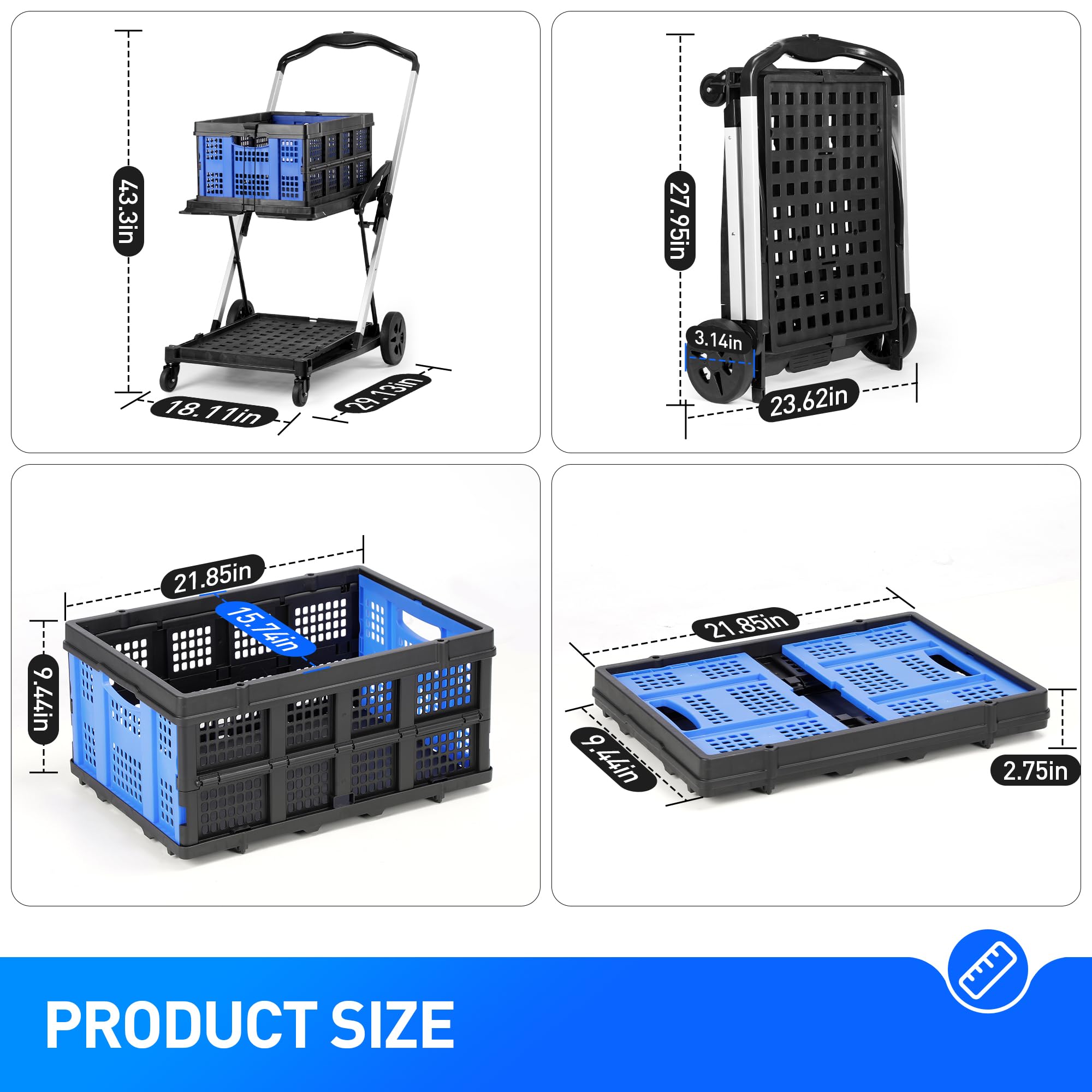 Shopping Cart BLUE with double basket