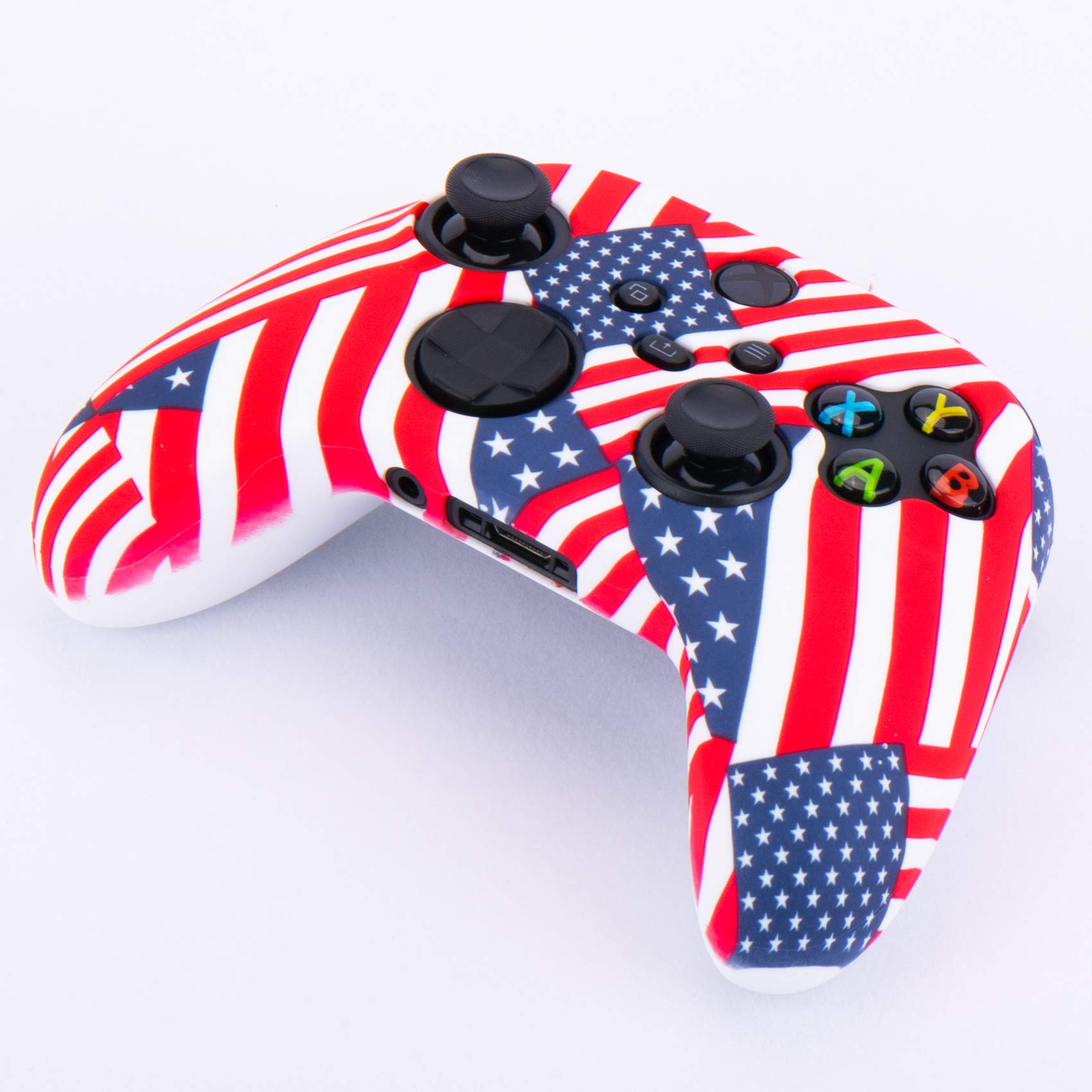MXRC Silicone Rubber Printing Cover Skin Case x 1 Anti-Slip Customize for Xbox Series X/S Controller x 2(America Dream) + Thumb Grips x 8
