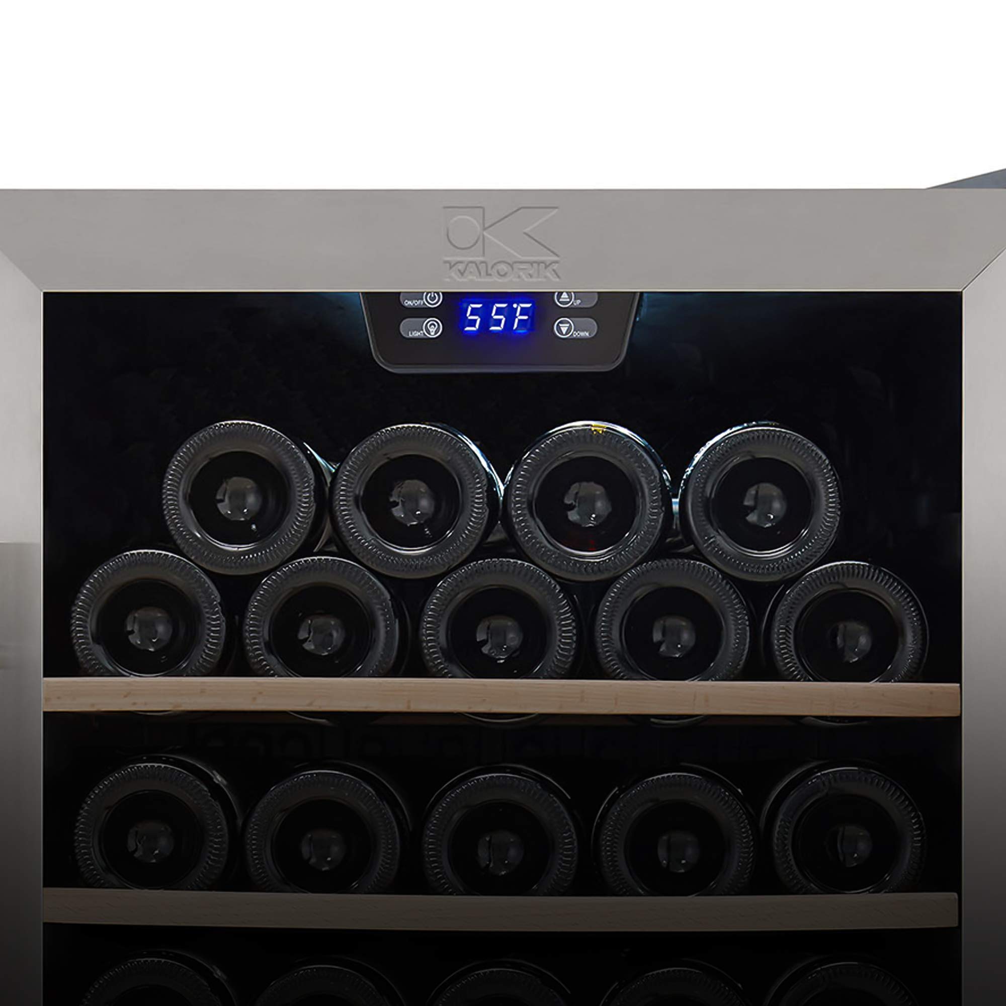 Kalorik WCL 43915 SS Cooler 33-Bottle Compressor Wine Cellar, Stainless Steel, Black Body
