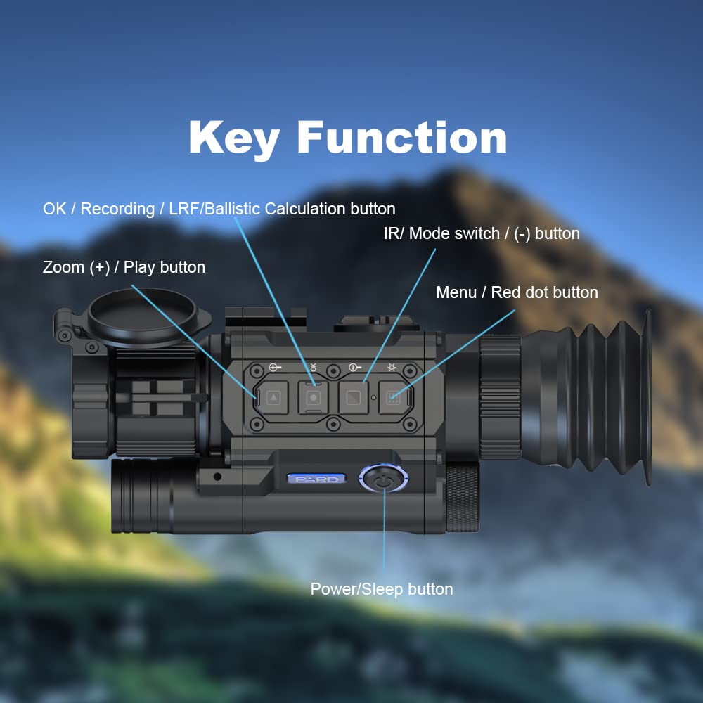 Pard Night Vision Scope, Rifle Scopes with IR850nm, Day/Night Hunting Scope with Calculator, Video Records, Video Record, Wi-Fi, 70mm Lens, NV008S