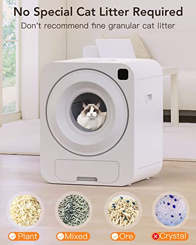 Self Cleaning Cat Litter Box, Automatic Litter Box Wi-Fi Enabled Smart Robort with 24H App Remote Control, Low Noise, Odor Removal, 78L Large Space for Multiple Cats