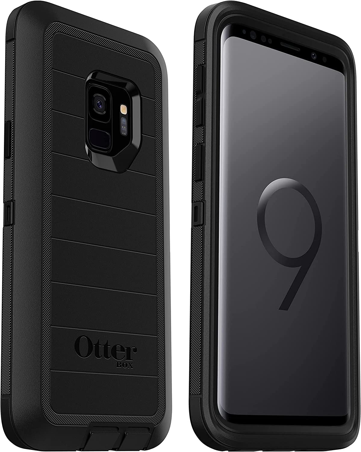 OtterBox Defender Series Rugged Case for Samsung Galaxy S9 (ONLY) Case Only - Non-Retail Packaging - Black - with Microbial Defense