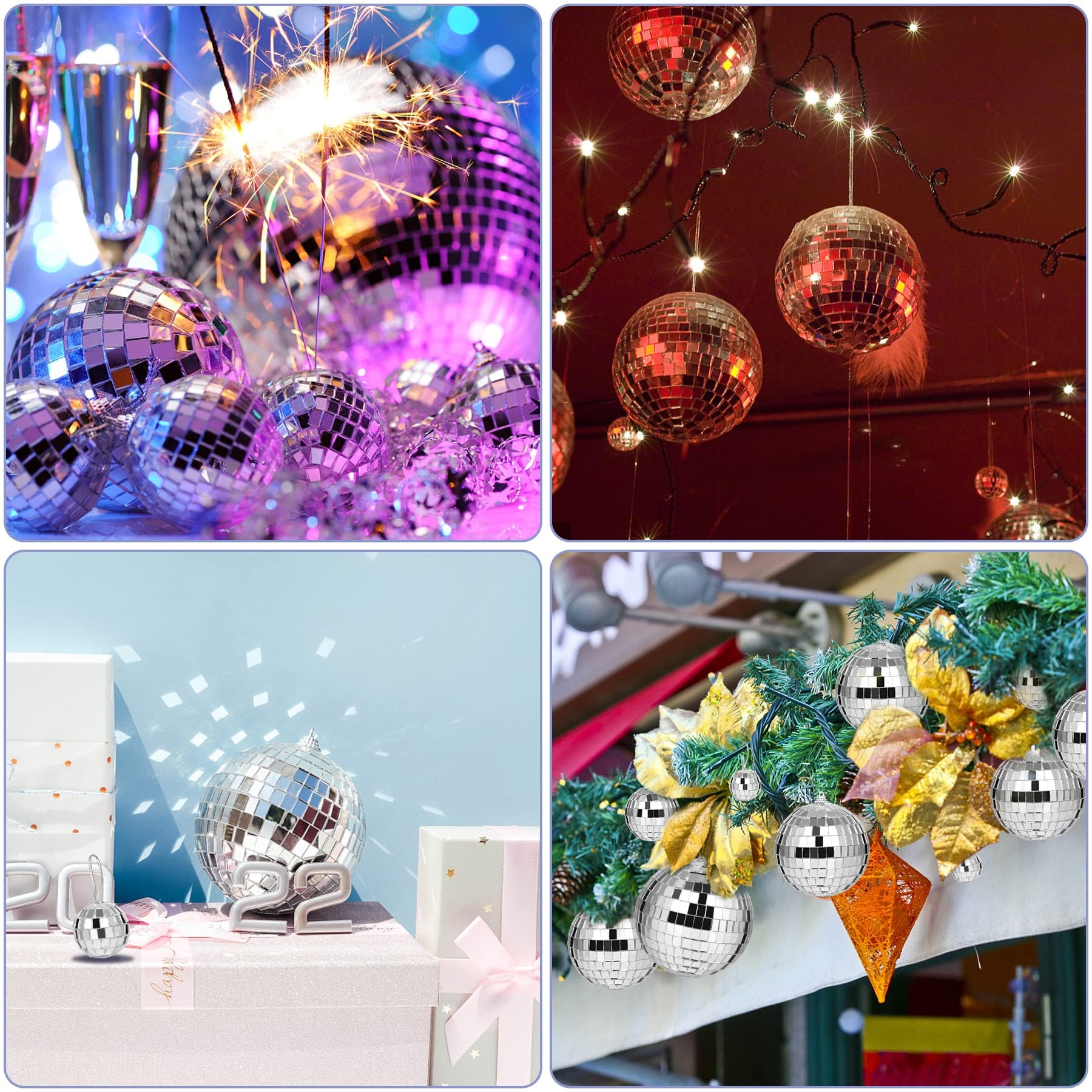 MARFOREVER 40 PCS Mini Mirror Disco Balls 2 Inches Reflective Mirror Ball Ornaments Small Disco Ball Silver Hanging Ball for Christmas Easter Tree Party Home Decorations