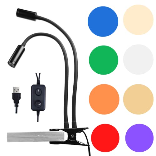 USB Microscope Dual Gooseneck Spot Light, Microscope Light Source Illuminator Lamp Spotlight with Clamp Flexible Clip LED Light Stereo Microscope HDMI Digital Camera Repair Soldering (Warm White)