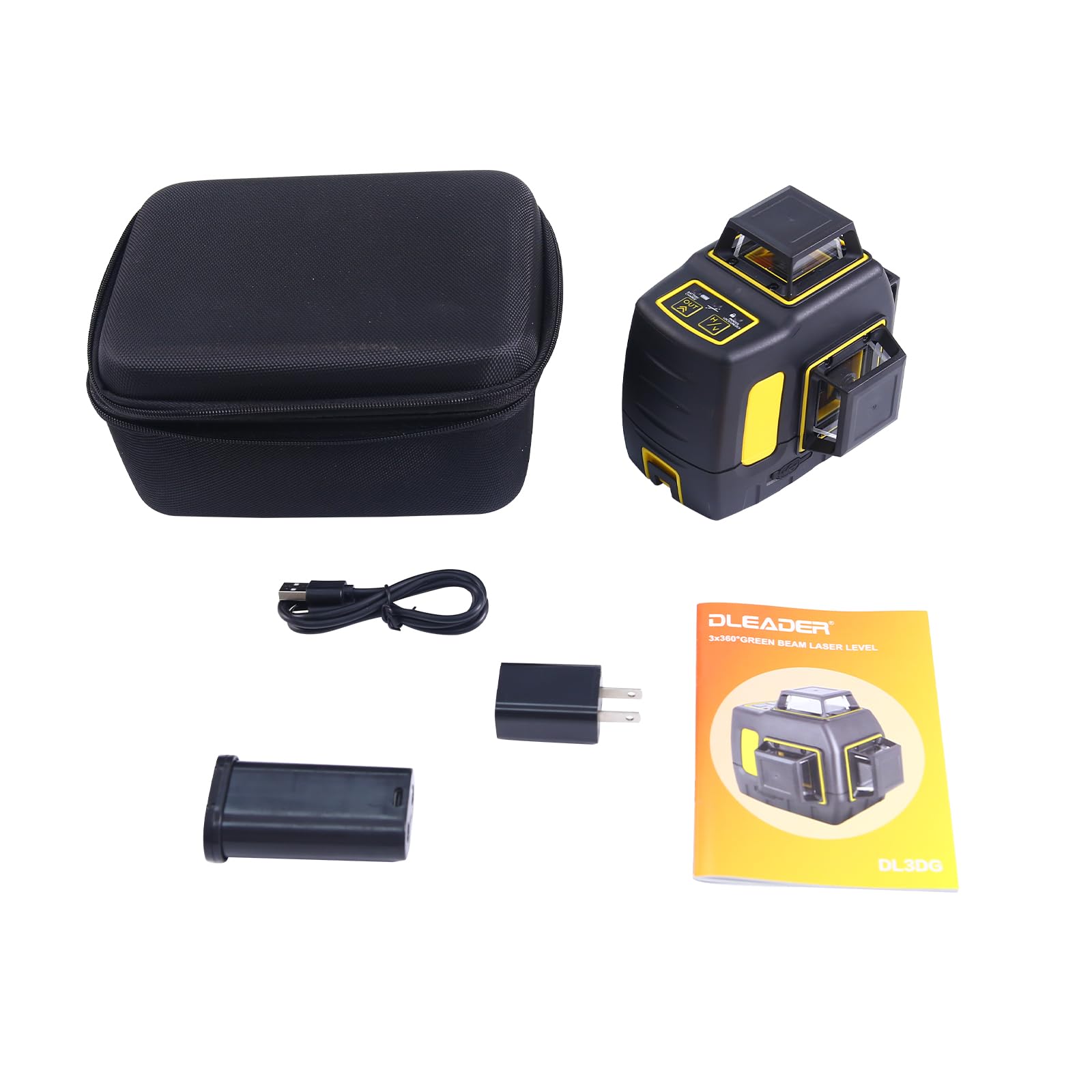 Laser Level, 3x360 3D Green Laser Level for Construction, 3 Plane Leveling and Alignment Cross Line Laser Level Self Leveling Kit, Laser Level Tool with 12 Lines, class II, 1mW