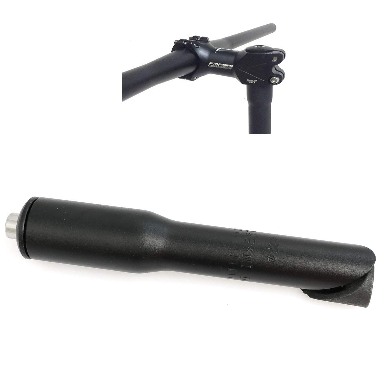 LQ Industrial Bike Fork Stem Extender 22.2mm/0.87inch Black Aluminum Alloy Road Mountain Bike Bicycle Stem Riser Adapter for 1 1/8" Threadless Steerer Tubes
