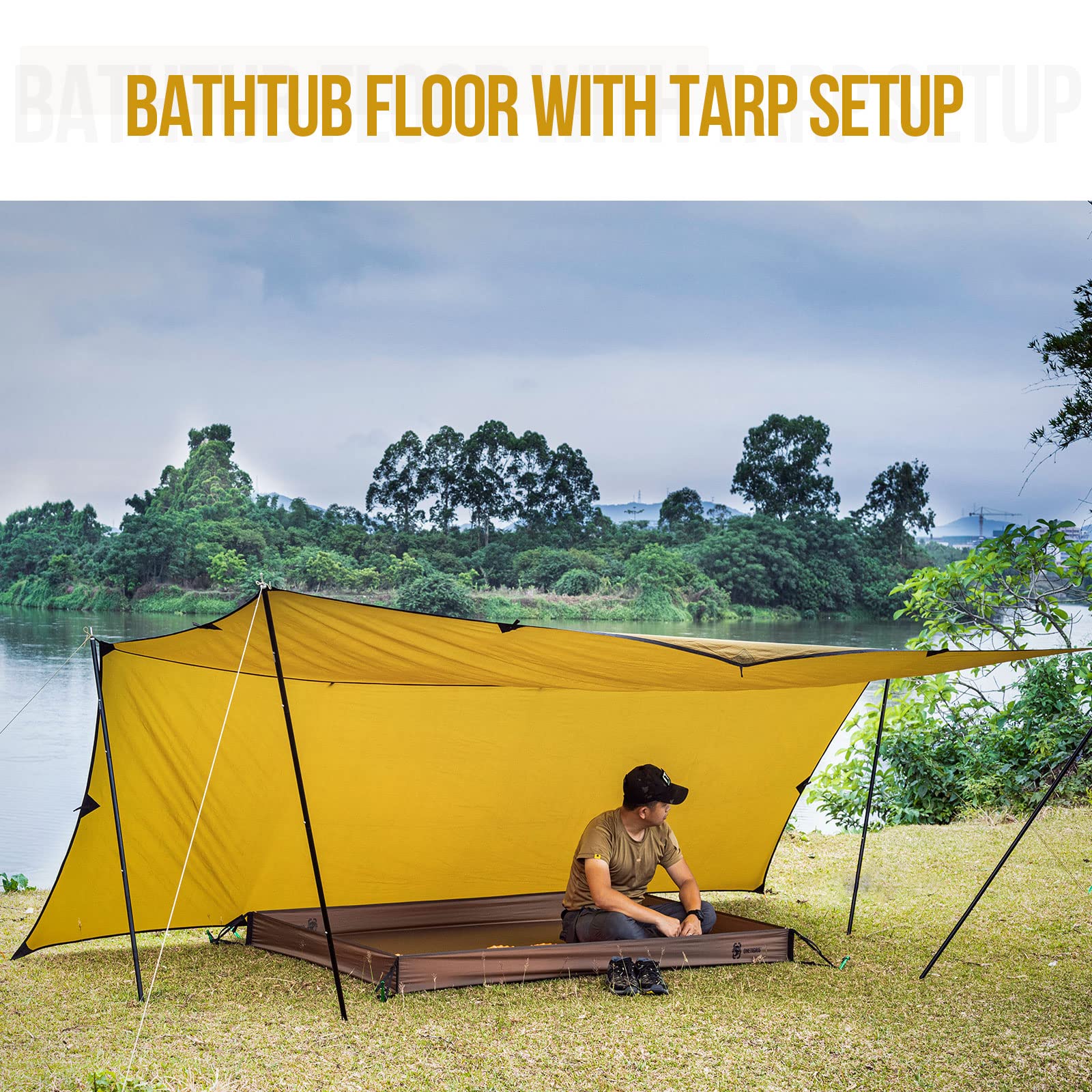OneTigris Multifunctional Tent Footprint - Camping Tent Bathtub Floor for Tarp Bushcraft Shelter Camping Hiking Backpacking