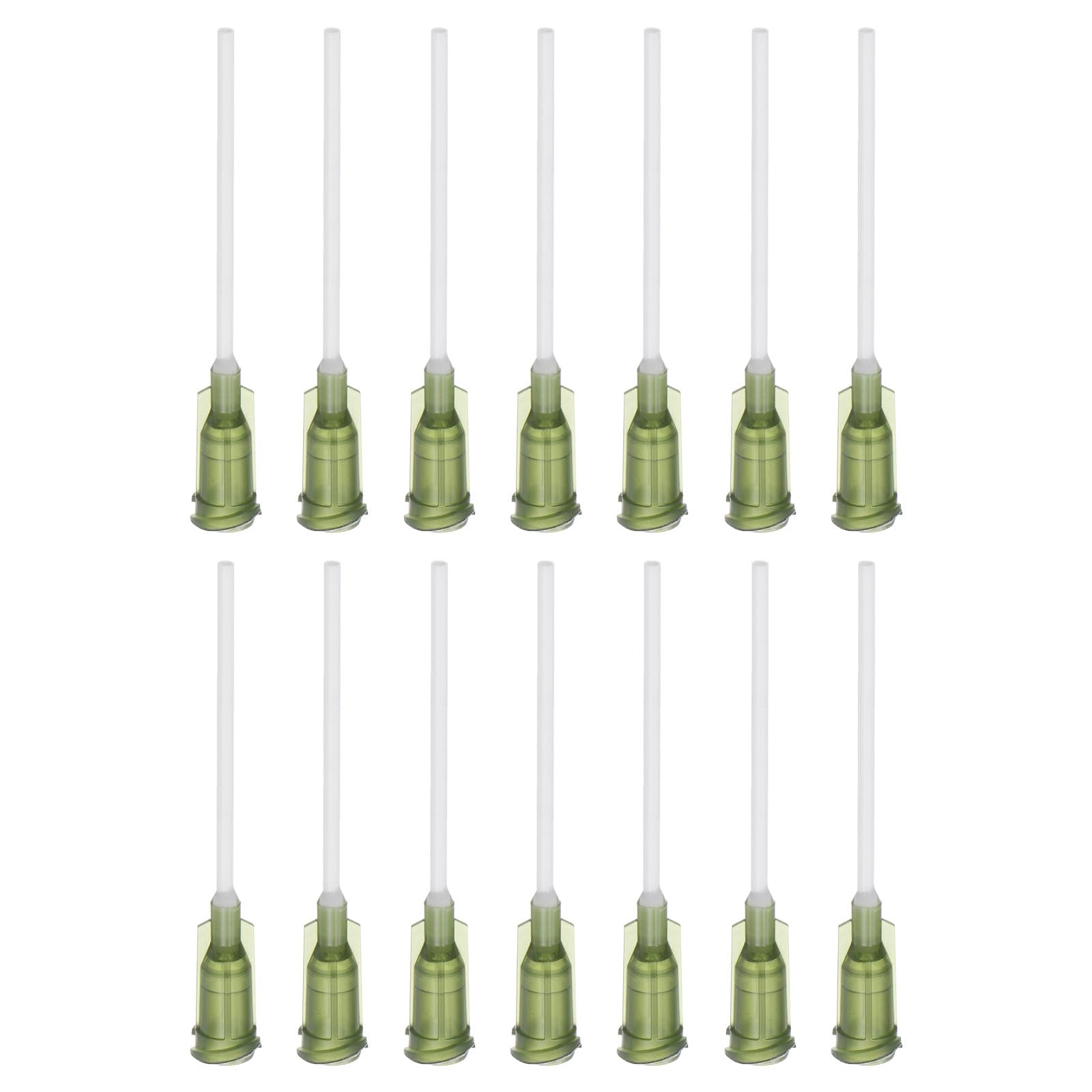 uxcell 50 Pcs 14G Plastic Dispensing Needles with Luer Lock, 1.5" PTFE Needle Tube PP Heat-Resistant Plastic Blunt Tip for Liquid Glue Gun, Olive