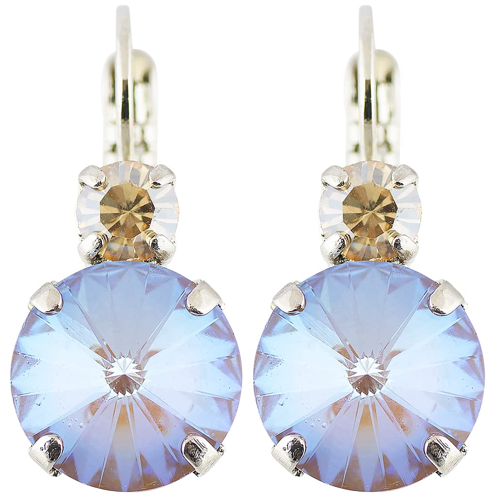 Mariana Butter Pecan Round Drop Earrings, Rhodium Plated