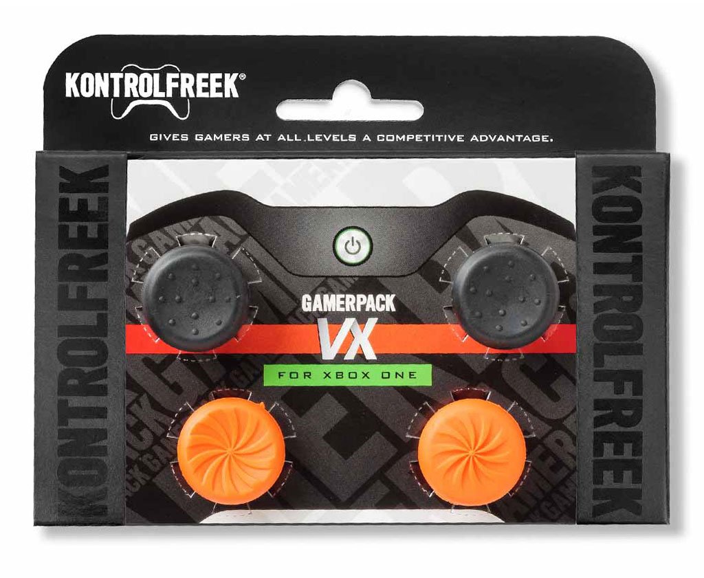 KontrolFreek GamerPack VX for Xbox One Controller | Performance Thumbsticks | 3 High-Rise, 1 Mid-Rise Concave | Black/Orange