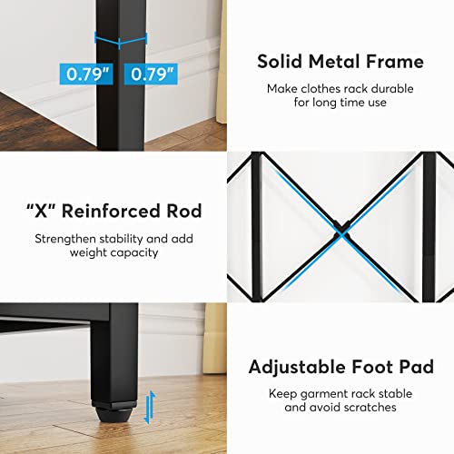 Tribesigns Clothes Rack with 2 Drawers, Freestanding Closet Organizer Garment Rack with Storage Shelves Hanging Rods and Hooks, Large Open Wardrobe Closet Clothing Rack for Bedroom