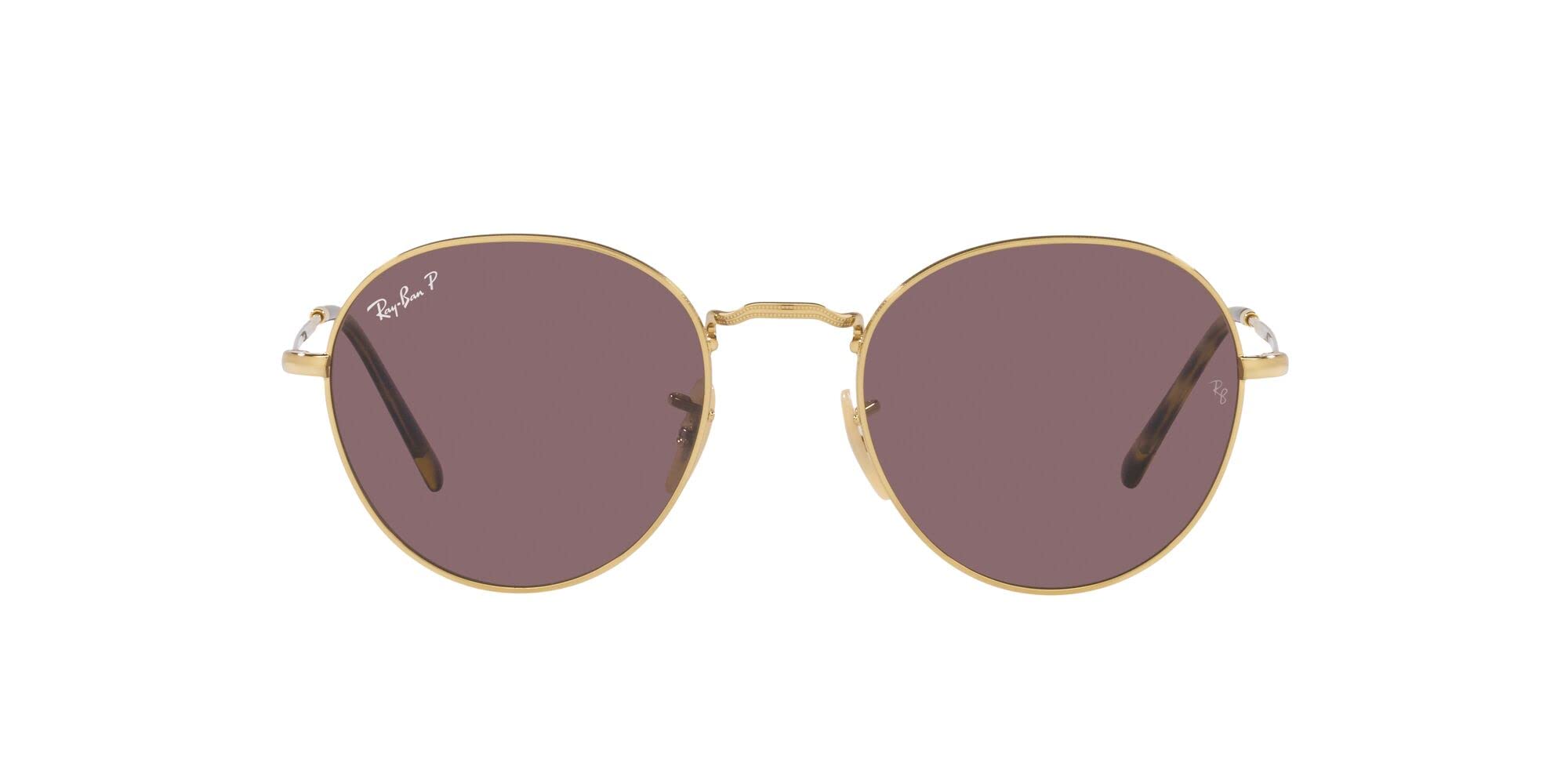 Ray-Ban RB3582 David Round Sunglasses, Gold/Dark Violet Polarized, 51 mm