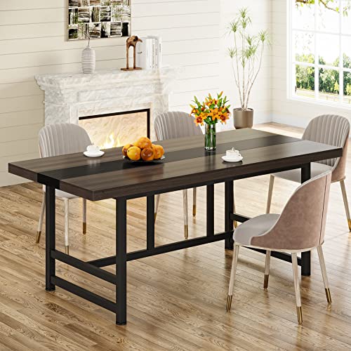 Tribesigns Dinning Table for 6 People, 70 inches Home & Kitchen Table, Wood Large Dinning Room Table with Metal Frame for Family Gathering or Party (Rectangular), W70.86 * D31.49 * H29.92 in