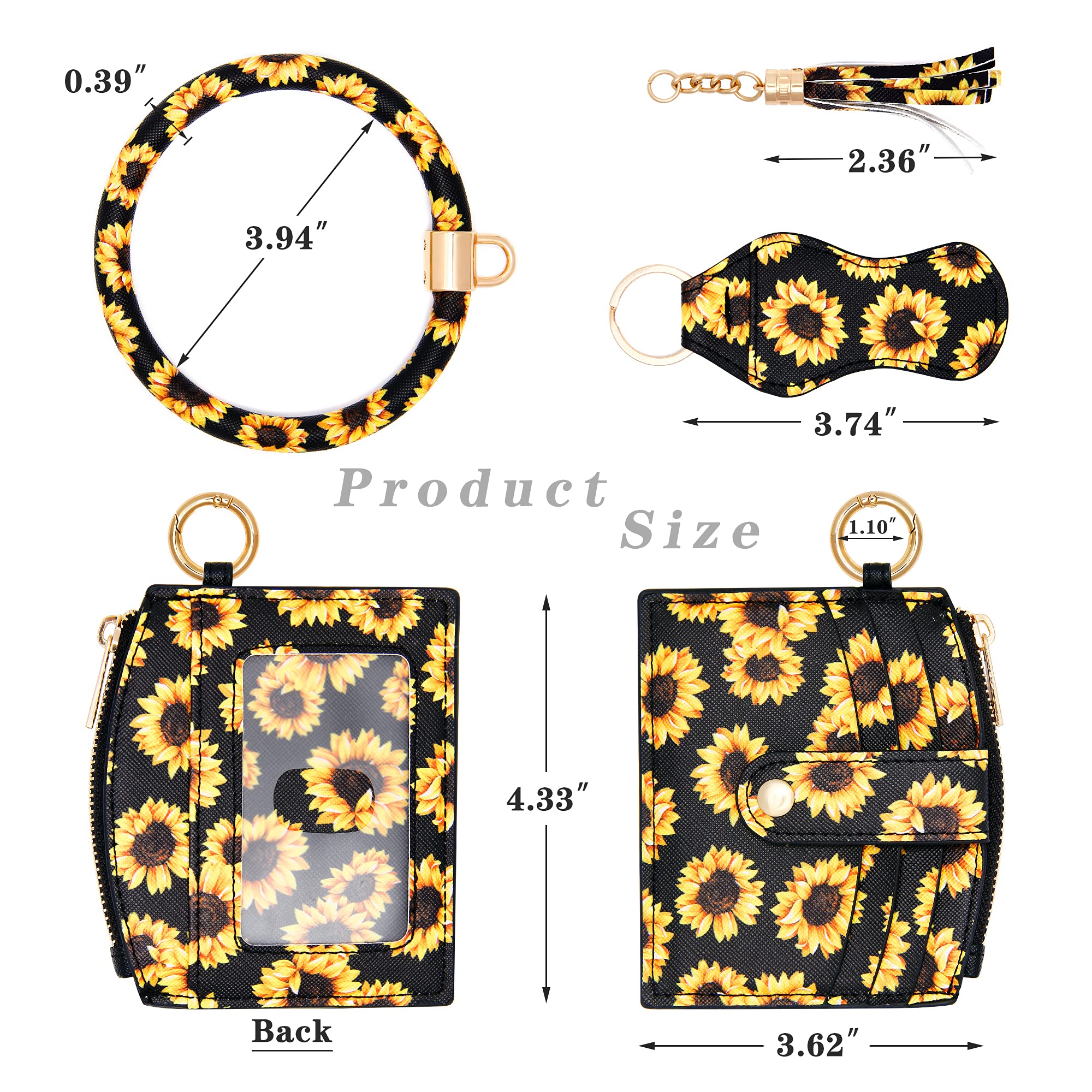 KUKOO Wristlet Bracelet Keychain Wallet for Women Credit Card Holder Tassel Keyring Bangle Lipstick Holder with Gift Box