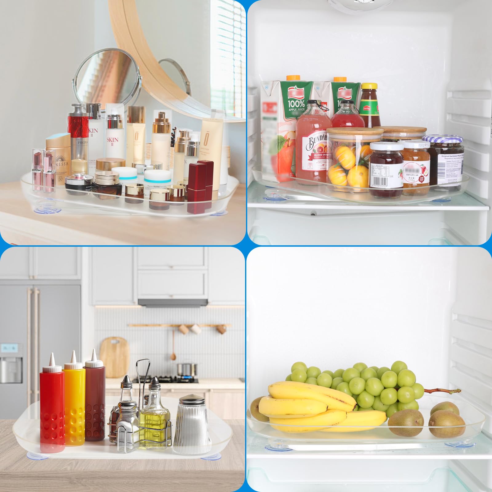 Lazy Susan Turntable Organizer for Refrigerator,Lazy Susan for Fridge 15.67'' Clear Fridge Organizer Storage,Lazy Susan for Pantry, Cabinet, Table,Kitchen, Countertop