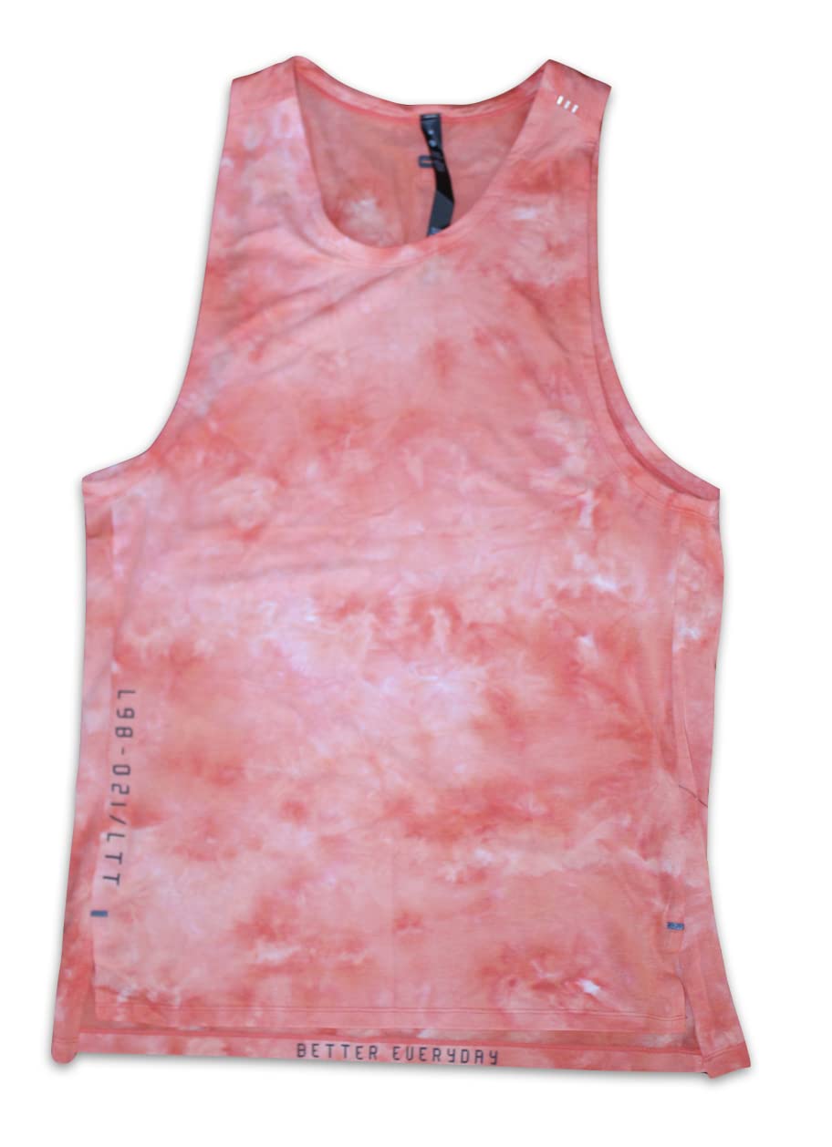 Lululemon Athletica Mens Always Agile Tank Top Men's Large Diamond Dye White Warm Coral Orange