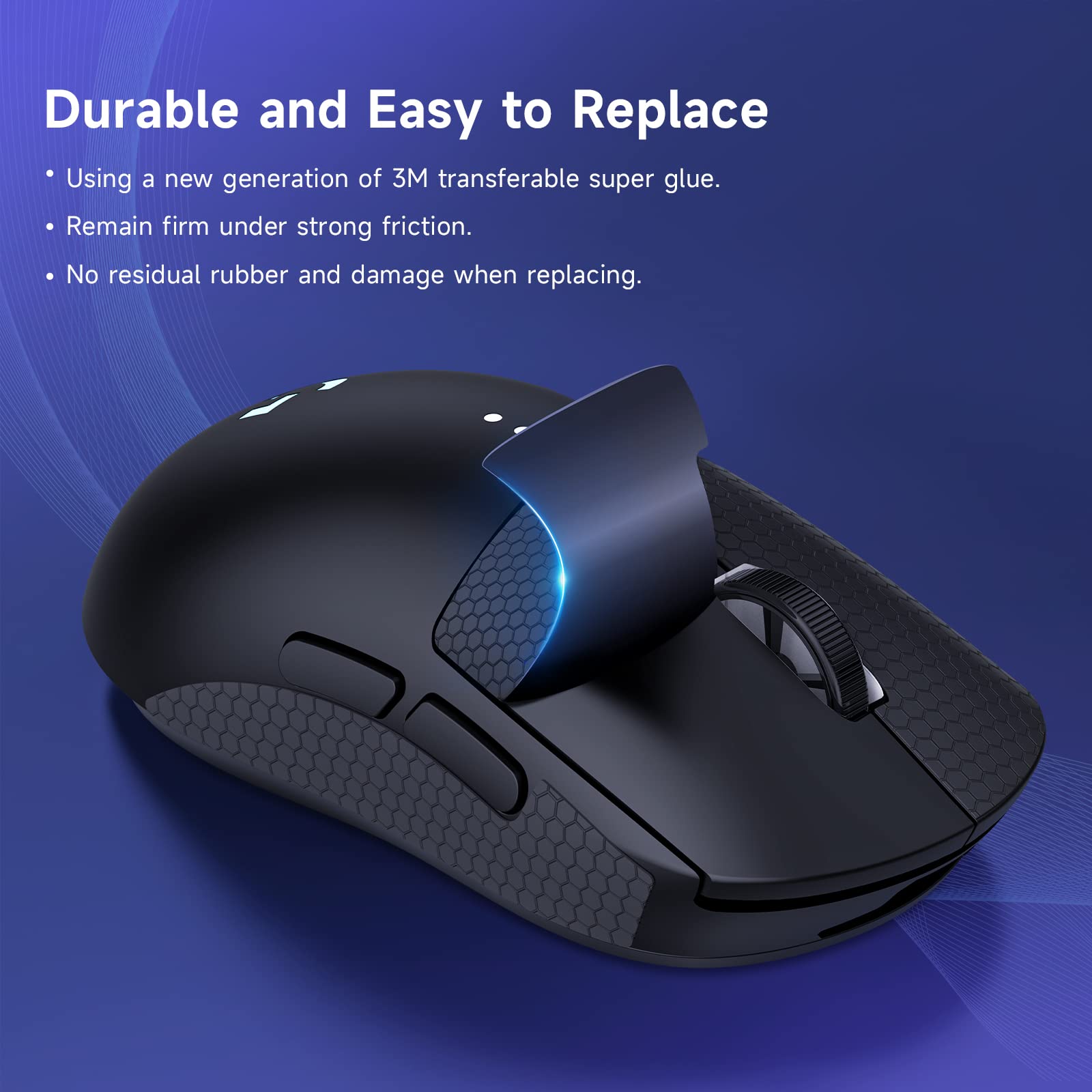 JINGDU Gaming Mouse Anti Slip Grip Tape and Mouse Feet Set Compatible with Loogitech 305 LIGHTSPEED Wireless Gaming Mouse, Gaming Mouse Skin with Mouse Feet, Mouse Anti Sweat Grip, Black X