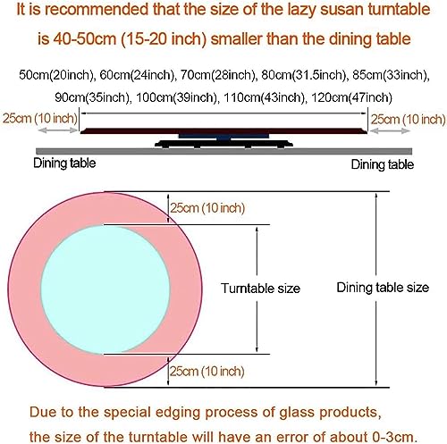 Lazy Susans Turntable Tempered Glass Lazy Susan Turntable Dining Table Transparent,50-110cm Round Turntable Tabletop Serving Plate With Silent Bearing Rotating Tray (Size : 110cm/43.3inch)
