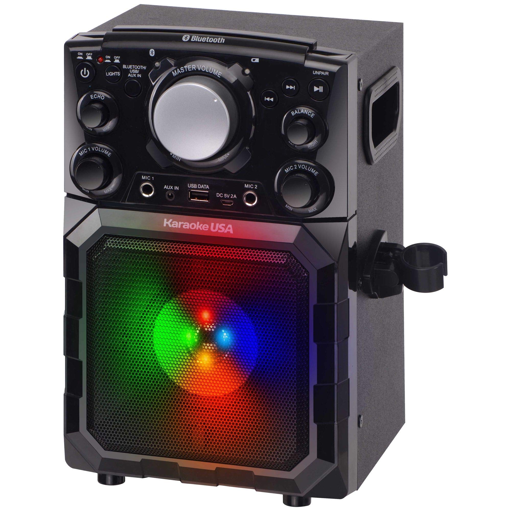 Karaoke USA Portable MP3 Karaoke Player with Bluetooth, PA, and Built-In Battery (GQ410) , Black