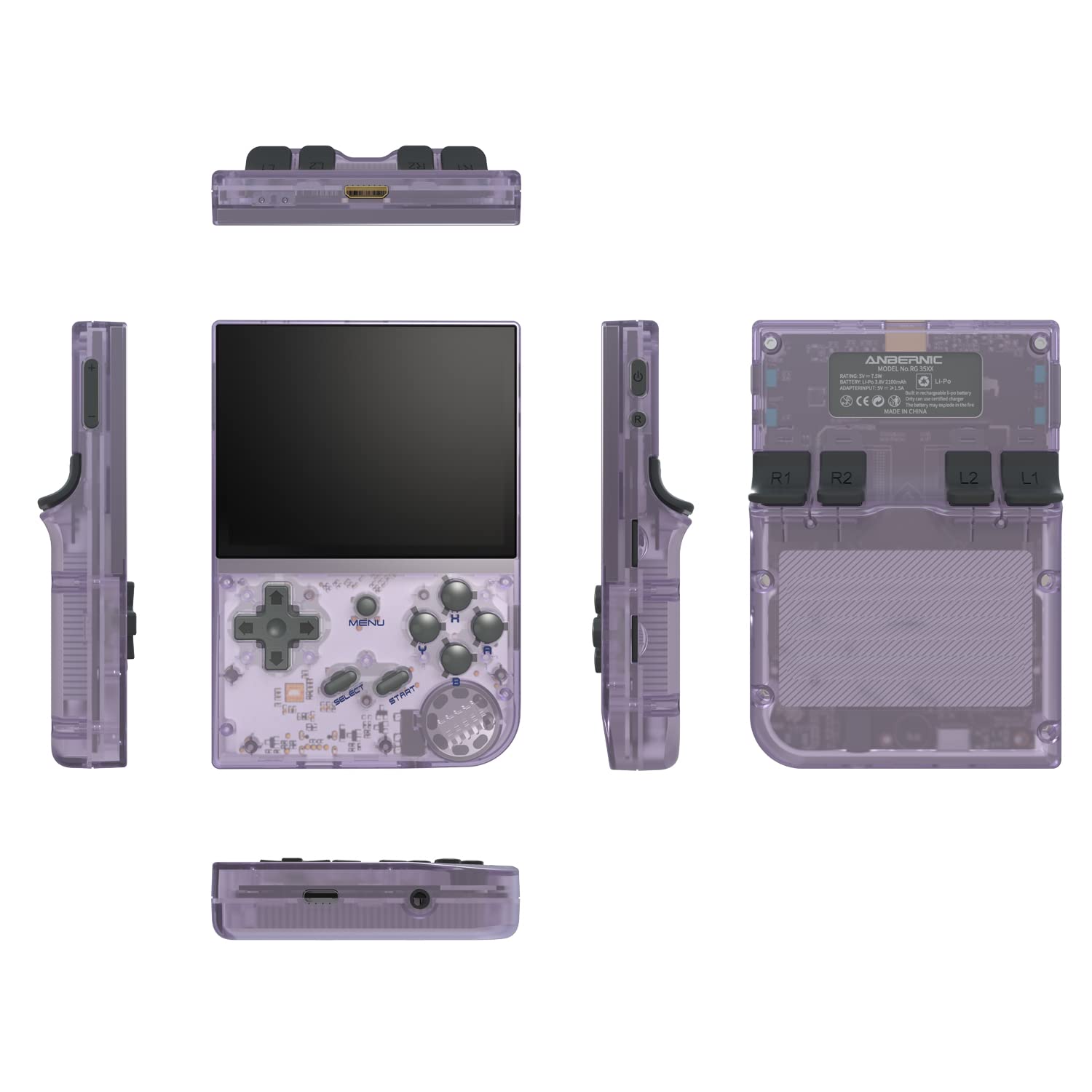 RG35XX 2024 New Updated Portable Game Console with 3.5 Inch IPS Screen Built-in 5470+ Games Linux System, Handheld Video Games Support Gamepad and HDMI TV Output, Retro Game Gift (Transparent Purple)