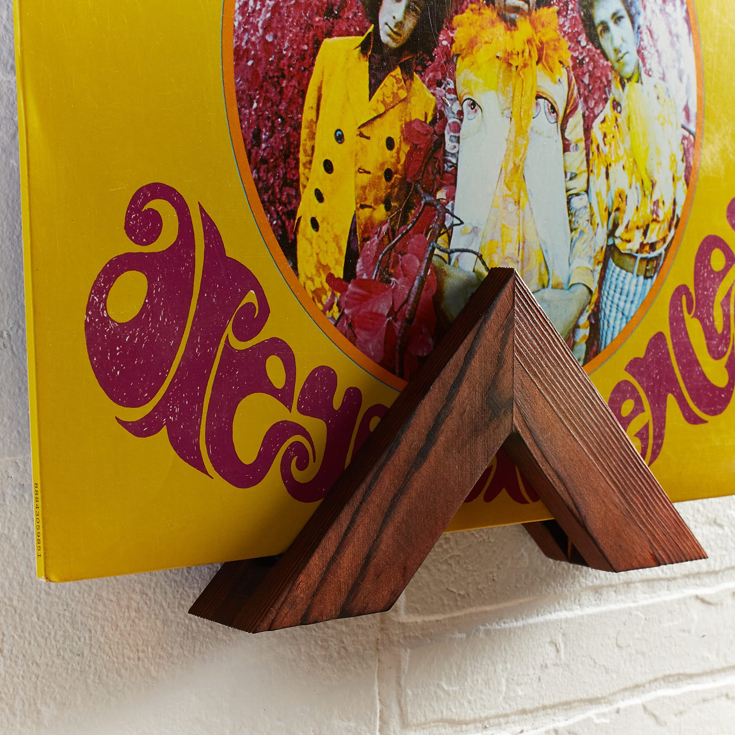 MODERN VINYL Wooden Triangle Wall Mount Set of 2 - Vinyl Record Holder Display - LP Record Vinyl Display - Pine Wood (Brown)