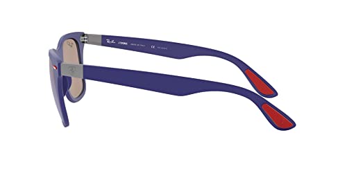 Ray-Ban RB4195M Scuderia Ferrari Collection Square Sunglasses, Matte Dark Blue/Chromance Polarized Grey Mirrored Blue, 52 mm