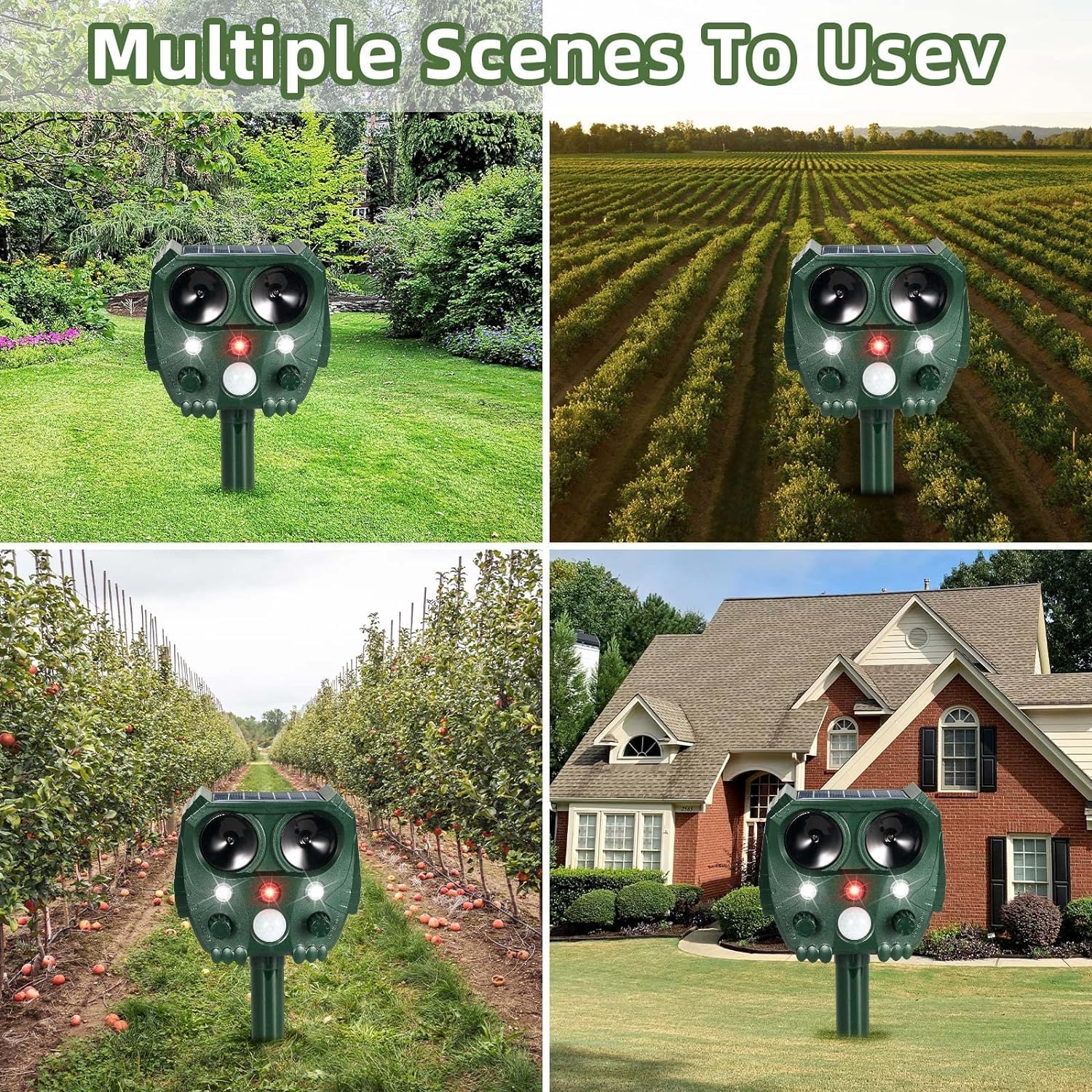 Ultrasonic Animal Repellent Deer Repellent Cat Repellent Outdoor with 5 Frequency Mode & Motion Sensor & Strobe Light Solar Animal Repeller Deterrent Rabbit Repellent Repel Dog Skunk Raccoon (1)