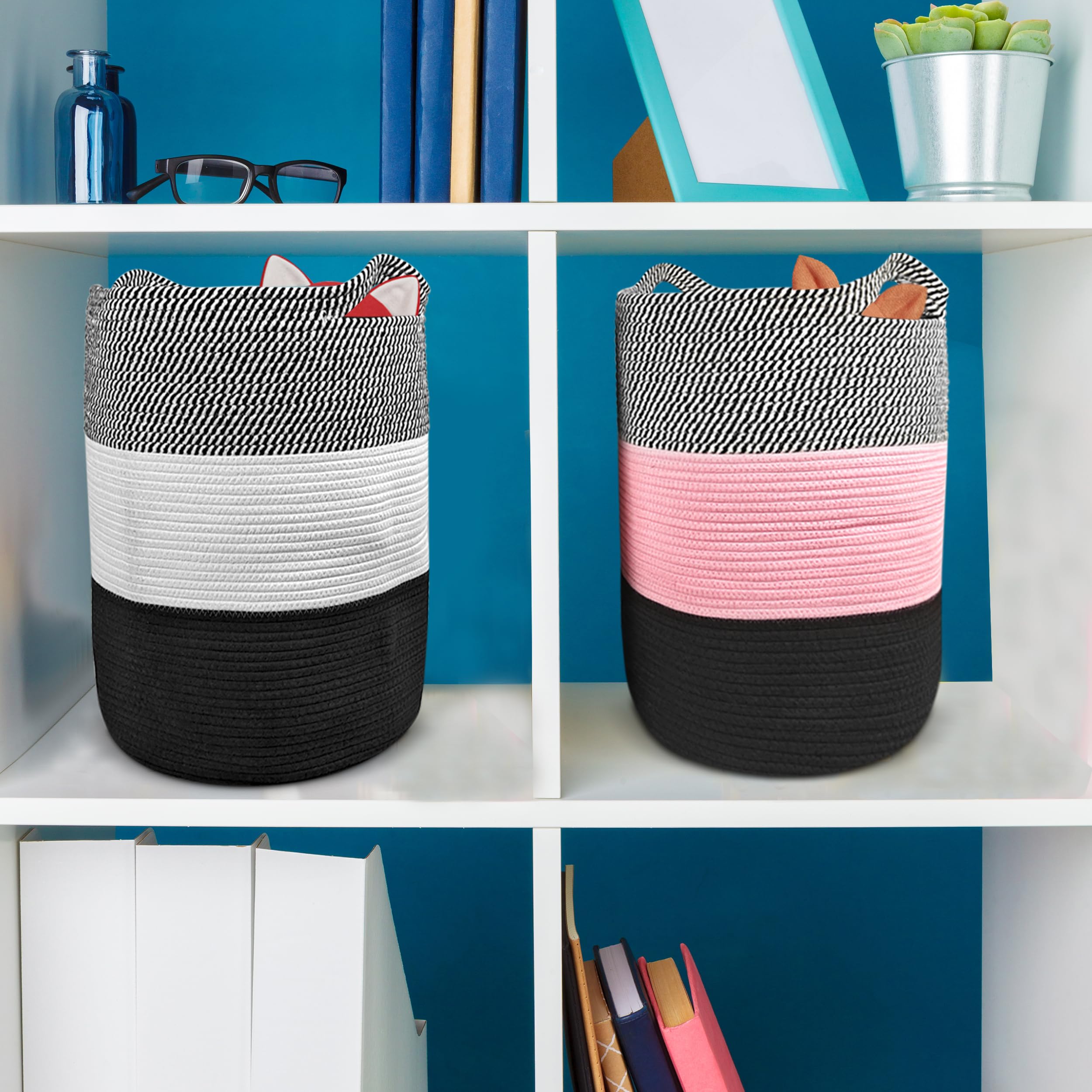 Large Cotton Rope Storage Basket Supplied with a Liner (White)