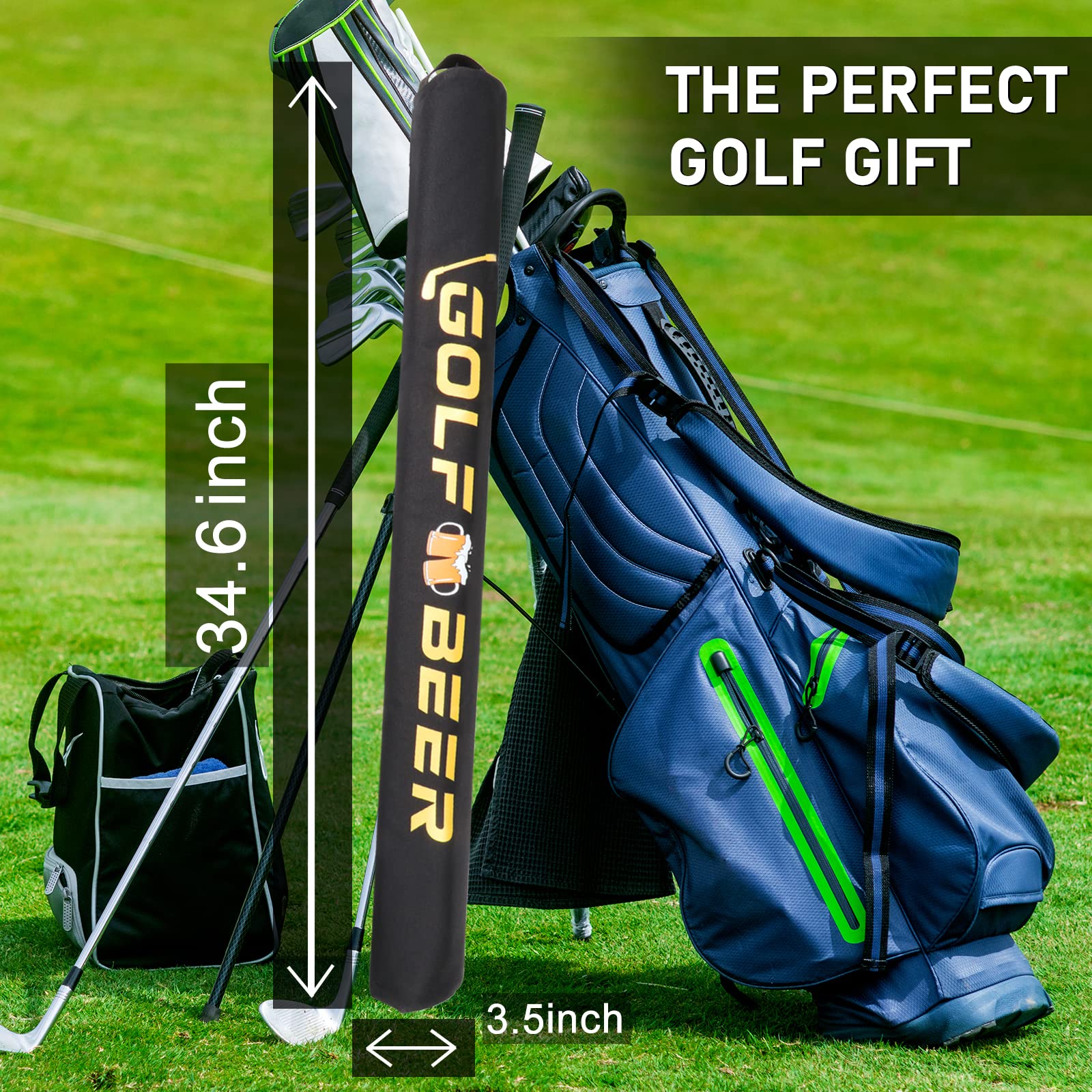 Outfun Beer Sleeve, 7-Can Insulated Golf Bag Cooler with Detachable Shoulder Strap, Cooler Sleeve Keeps Canned Beverages Cold on Golf Courses, Fits in Most Golf Bags Styles & Types