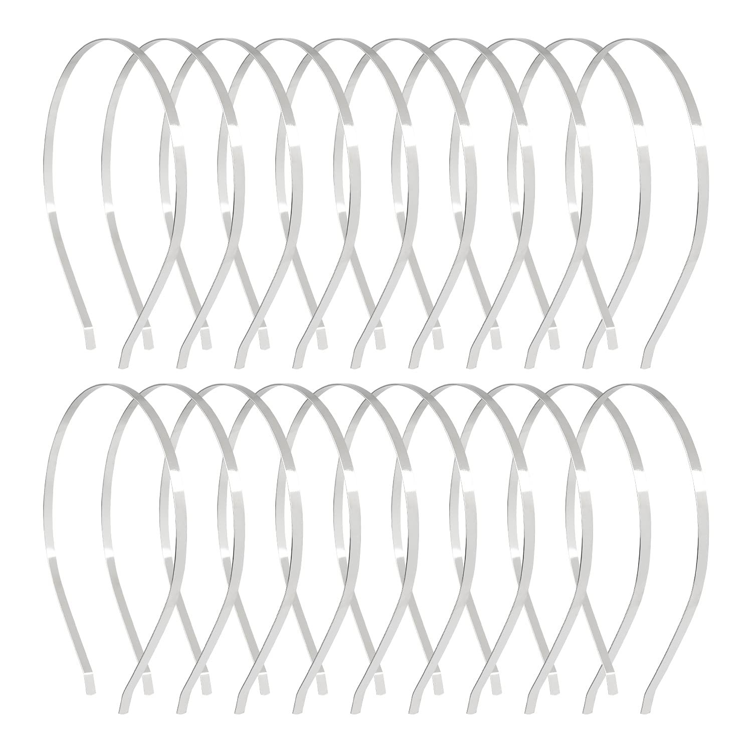 Lawie 20 Pack Bulk 5 MM Thin Silver Gold Black Plain Blank Hard Metal Headbands Skinny Base Headband Slim Simple Wire Hair Bands Clasps Crown Tiara Frame DIY Crafts Accessories for Women Girls Adults