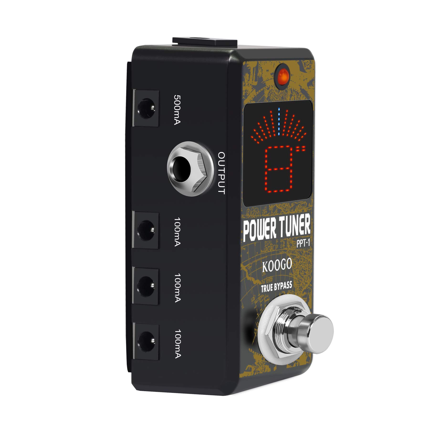 Koogo Guitar Tuner Pedal Power Supply High Precision Chromatic Tuning with 8 Ways 9V DC Power Output