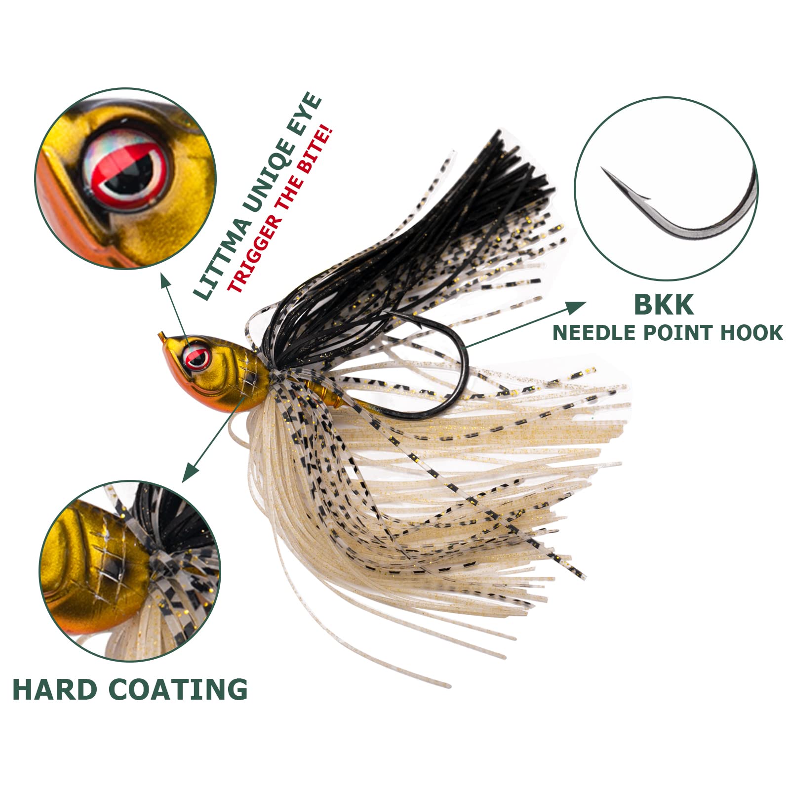 LITTMA Spinner Baits Kit 2pcs/4pcs for Bass Fishing Lures Double Blade Spinnerbaits Willow Lure Cebos para Bass, Gold, 3/8oz